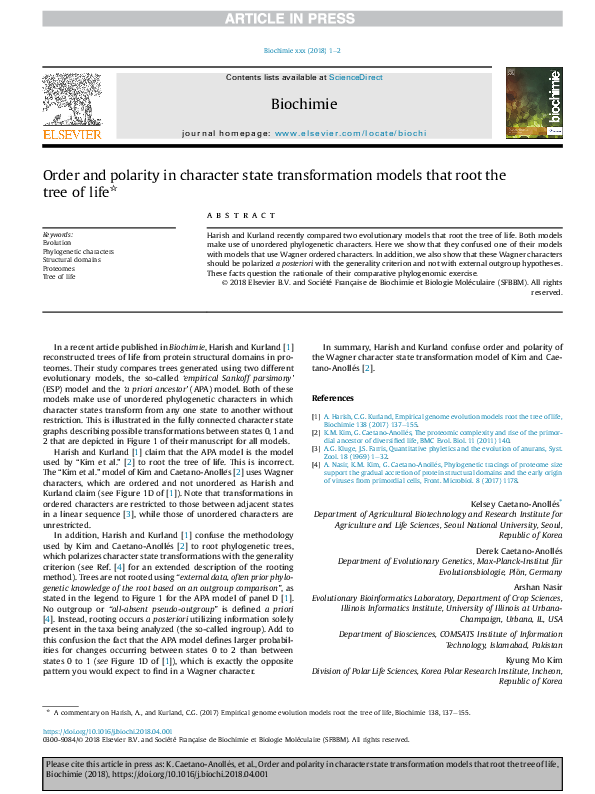 (PDF) Order and polarity in character state transformation models that ...