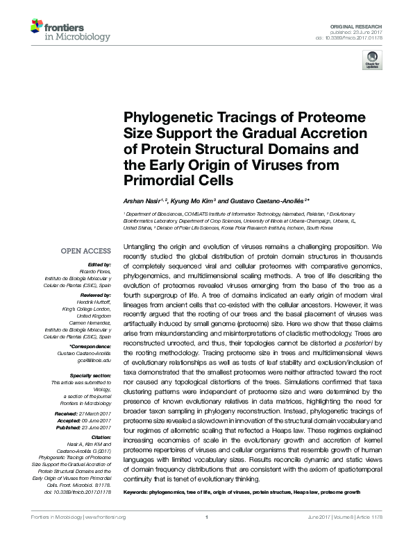(PDF) Phylogenetic Tracings of Proteome Size Support the Gradual Accretion of Protein Structural ...