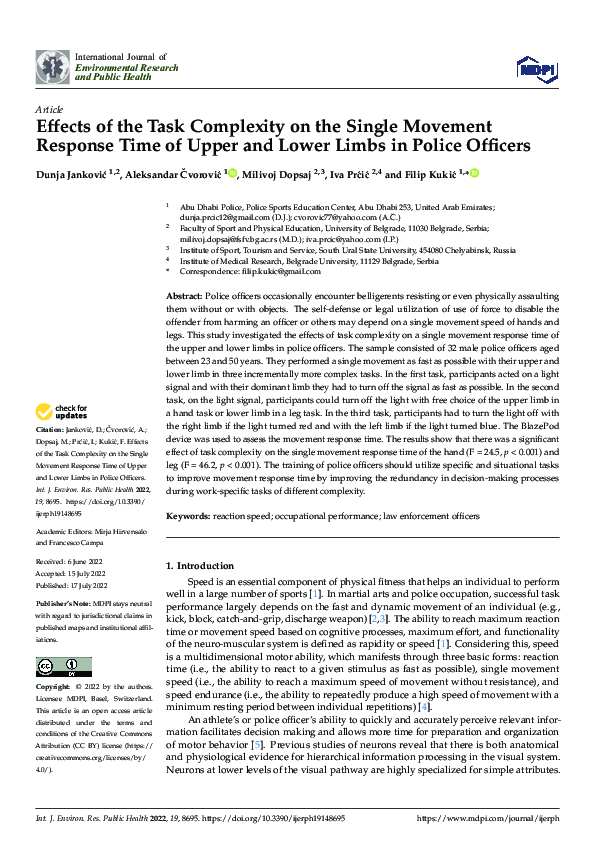 (PDF) Effects of the Task Complexity on the Single Movement Response Time of Upper and Lower ...