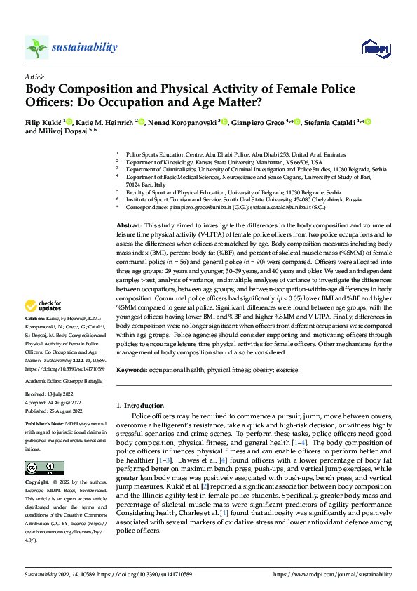 (PDF) Body Composition and Physical Activity of Female Police Officers ...