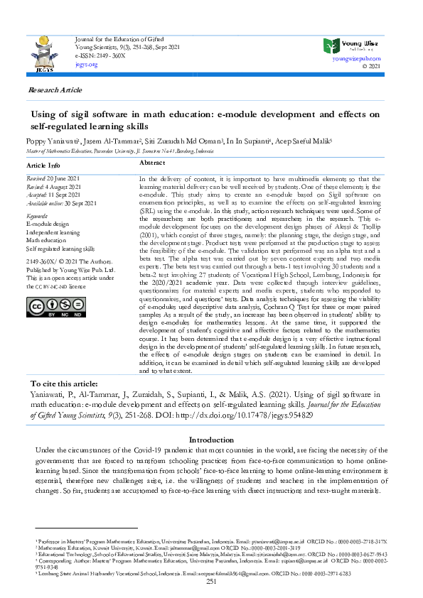 (PDF) Sigil Software: E-Module Development and Effect on Self-Regulated ...
