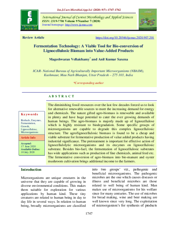 (PDF) Fermentation Technology: A Viable Tool for Bio-conversion of Lignocellulosic Biomass into ...