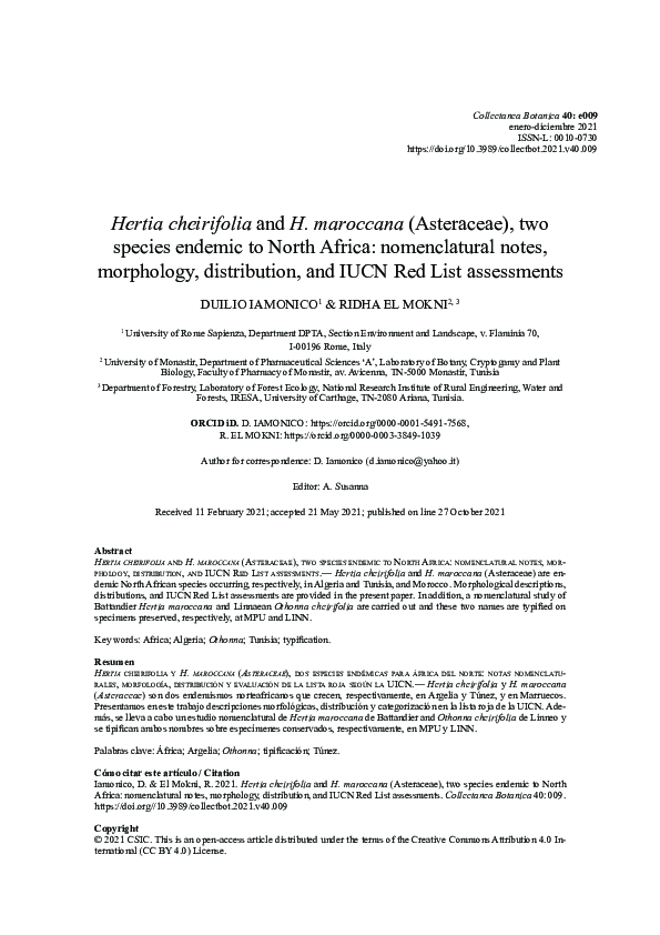(PDF) Hertia cheirifolia y H. maroccana (Asteraceae), dos especies ...