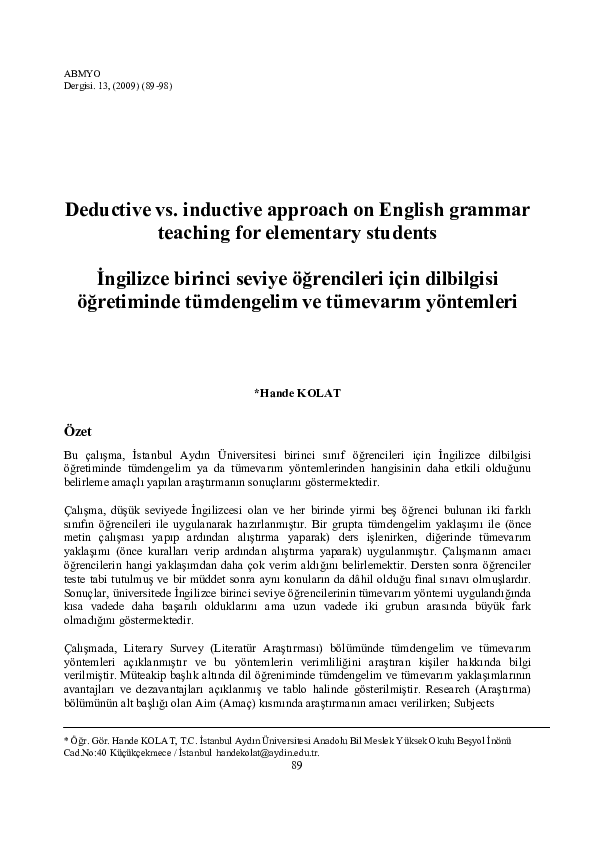 Pdf Deductive Vs Inductive Methods In Esl Teaching