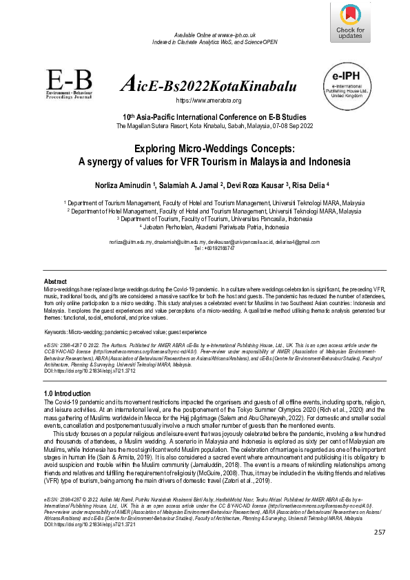 (PDF) Exploring Micro-Weddings Concepts: A Synergy of Values for VFR ...