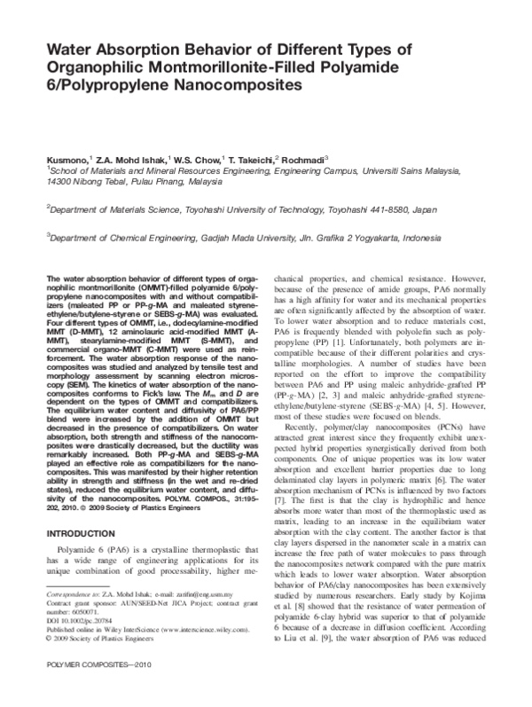 (PDF) Water absorption behavior of different types of organophilic ...