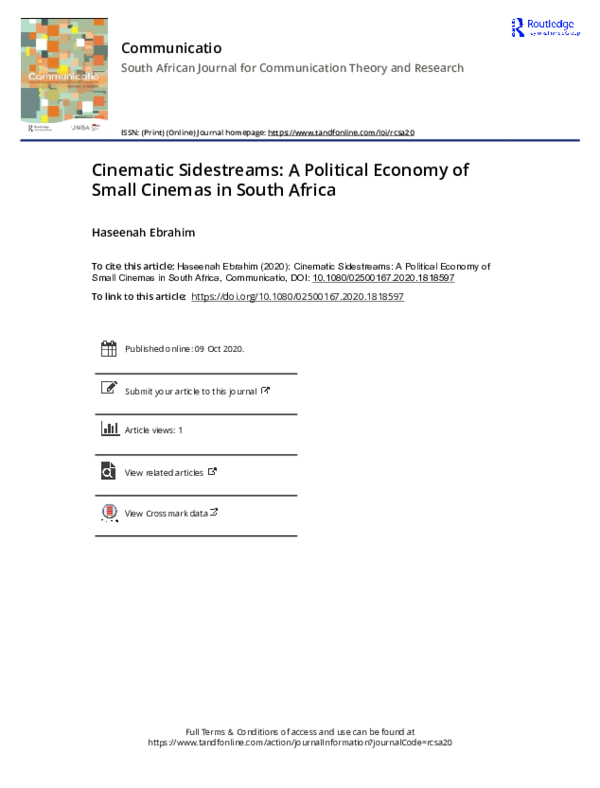 (PDF) Cinematic Sidestreams: A Political Economy of Small Cinemas in ...