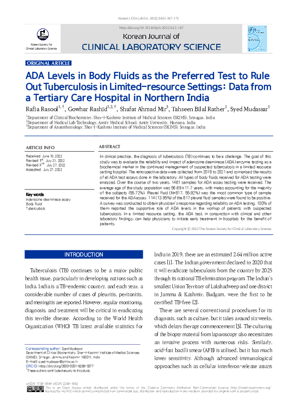 (PDF) ADA Testing for Tuberculosis in Low-Resource Settings