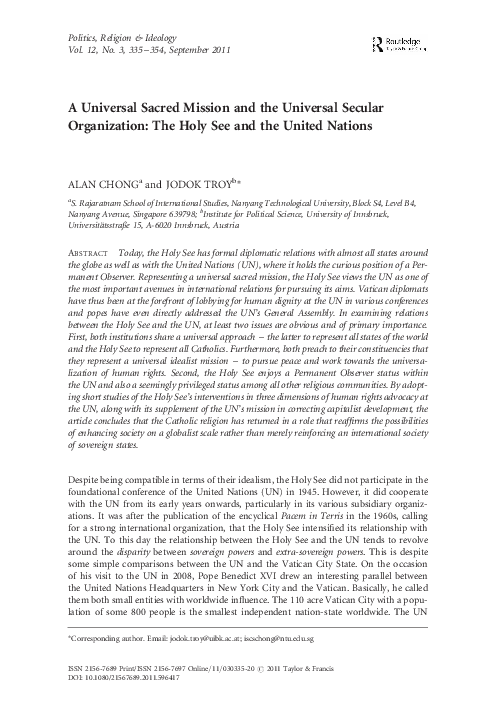 (PDF) A Universal Sacred Mission and the Universal Secular Organization ...