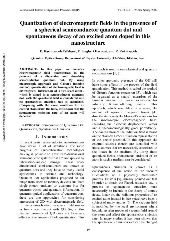 (PDF) Quantization of electromagnetic fields in the presence of a ...
