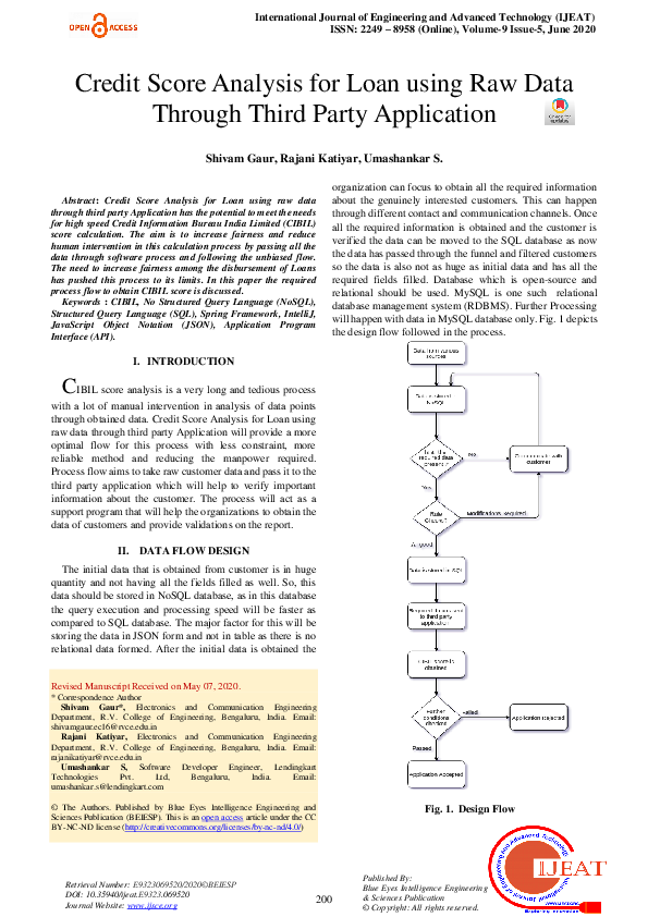 (PDF) Credit Score Analysis for Loan using Raw Data Through Third Party ...