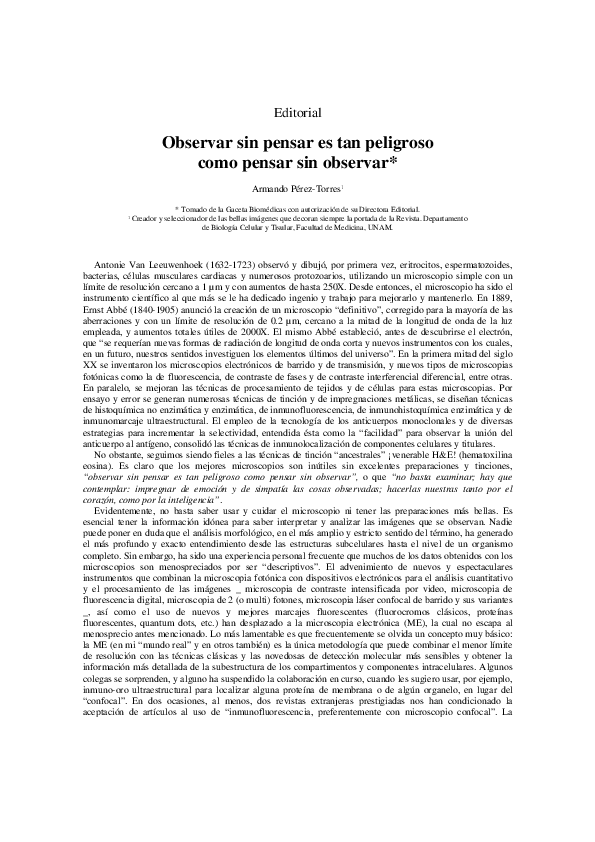 (PDF) Observar sin pensar es tan peligroso como pensar sin observar