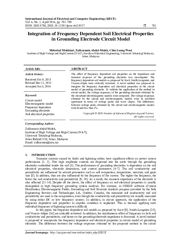 (PDF) Integration of Frequency Dependent Soil Electrical Properties in ...