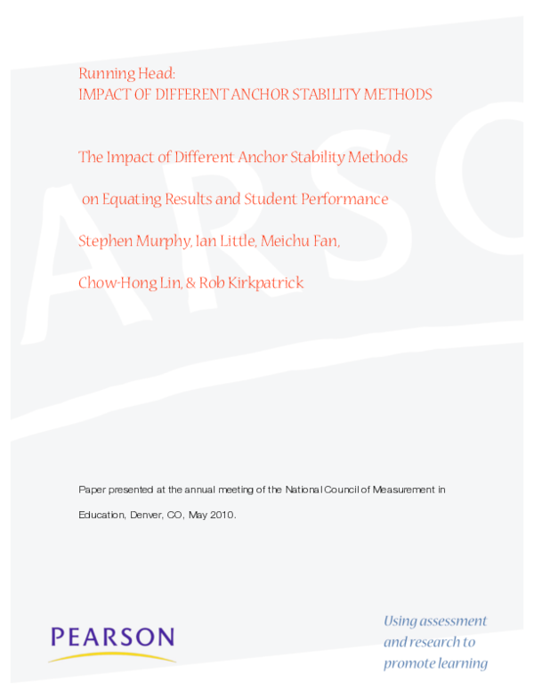 (PDF) Running Head: IMPACT OF DIFFERENT ANCHOR STABILITY METHODS The ...
