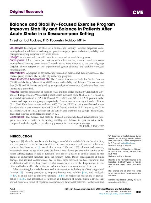 (PDF) Balance and stability-focused exercise program improves stability ...