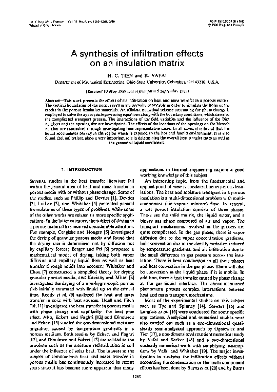 (PDF) A synthesis of infiltration effects on an insulation matrix