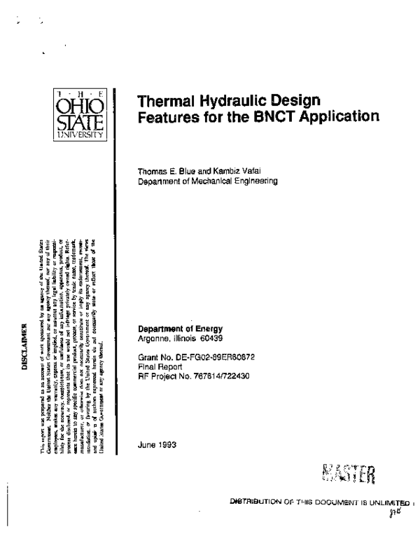 (PDF) Thermal hydraulic design features for the BNCT application. Final ...
