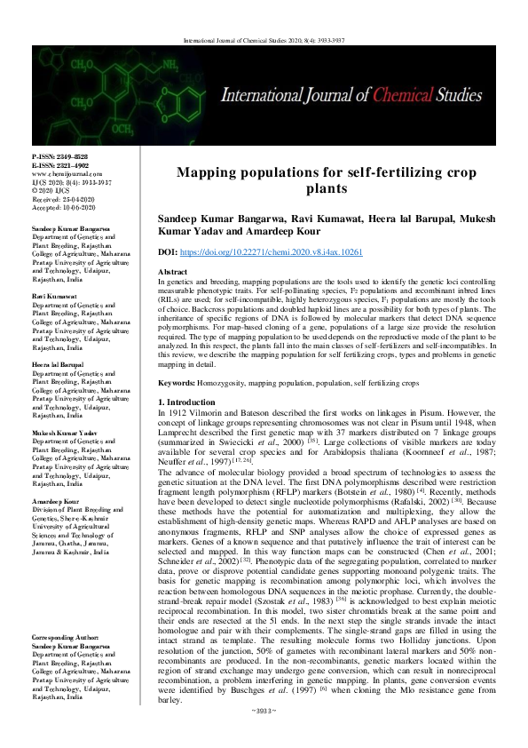 (PDF) Mapping populations for self-fertilizing crop plants