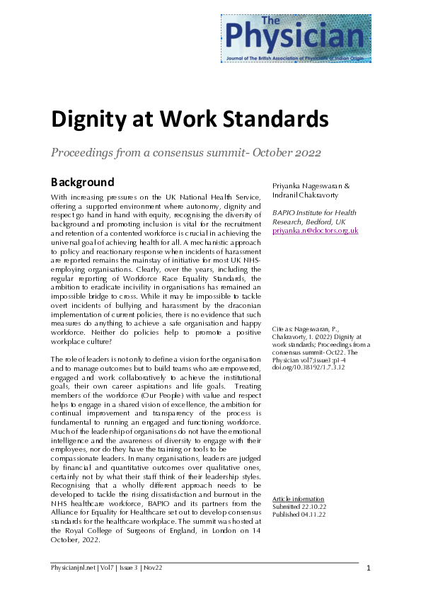 (PDF) Dignity at Work Standards