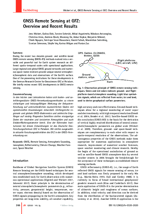 (PDF) GNSS Remote Sensing at GFZ: Overview and Recent Results
