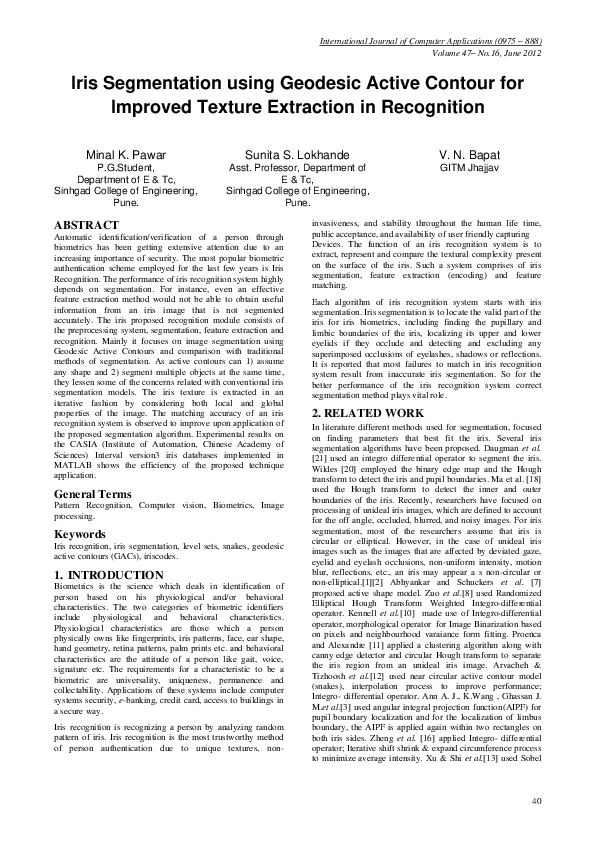 Pdf Iris Segmentation Using Geodesic Active Contour For Improved