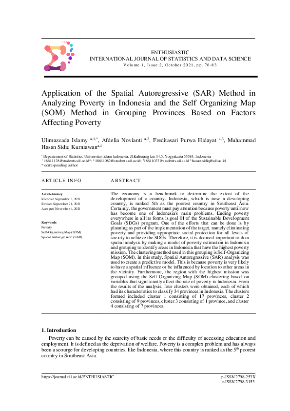 Pdf Application Of The Spatial Autoregressive Sar Method In
