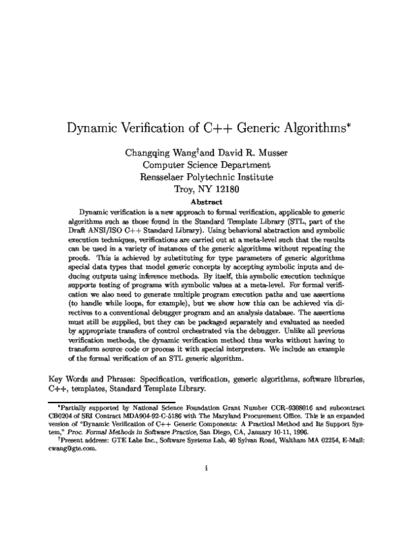 Pdf Dynamic Verification Of C Generic Algorithms 9223