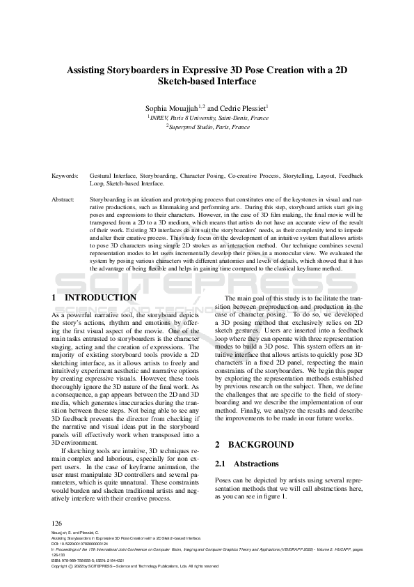 (PDF) Assisting Storyboarders in Expressive 3D Pose Creation with a 2D Sketch-based Interface