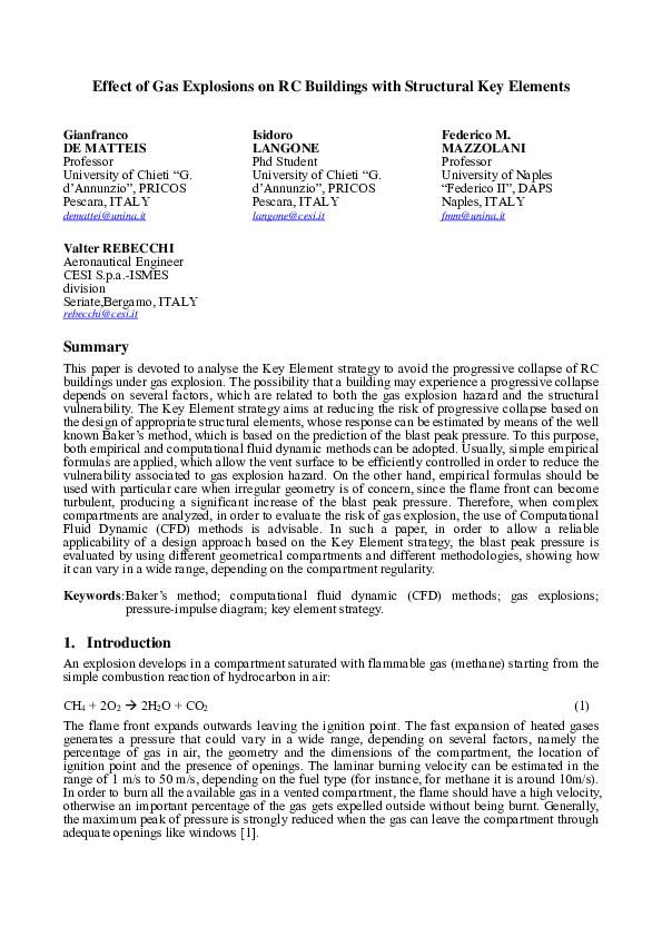 (PDF) Effect of Gas Explosions on RC Buildings with Structural Key Elements