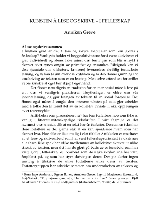 (PDF) Kunsten å lese og skrive - i fellesskap