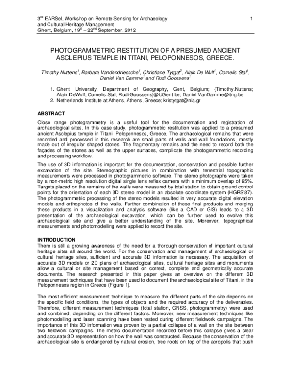 (PDF) Photogrammetric restitution of a presumed ancient Asclepius ...