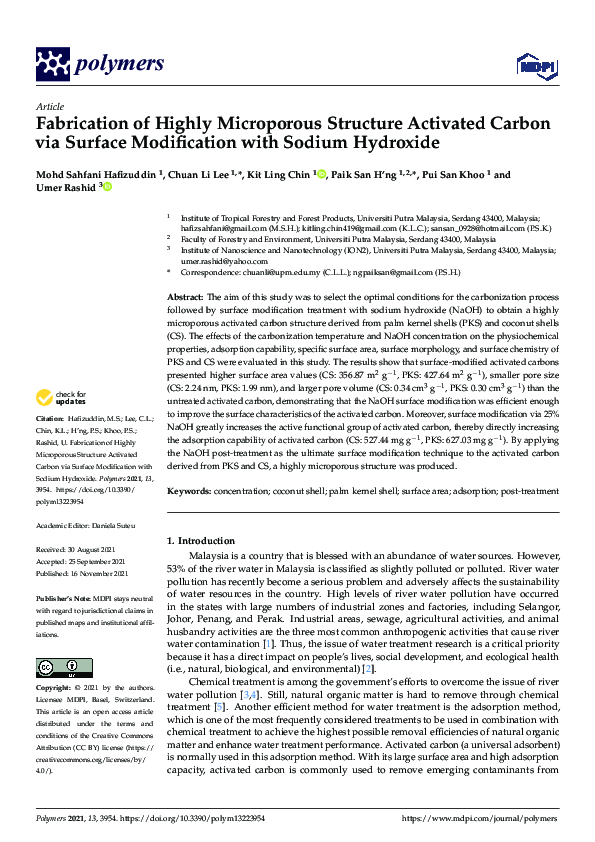 (PDF) Fabrication of Highly Microporous Structure Activated Carbon via Surface Modification with ...