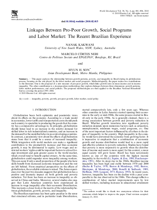 (PDF) Linkages Between Pro-Poor Growth, Social Programs and Labor ...