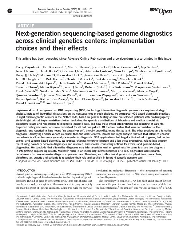 (PDF) Next-generation sequencing-based genome diagnostics across ...
