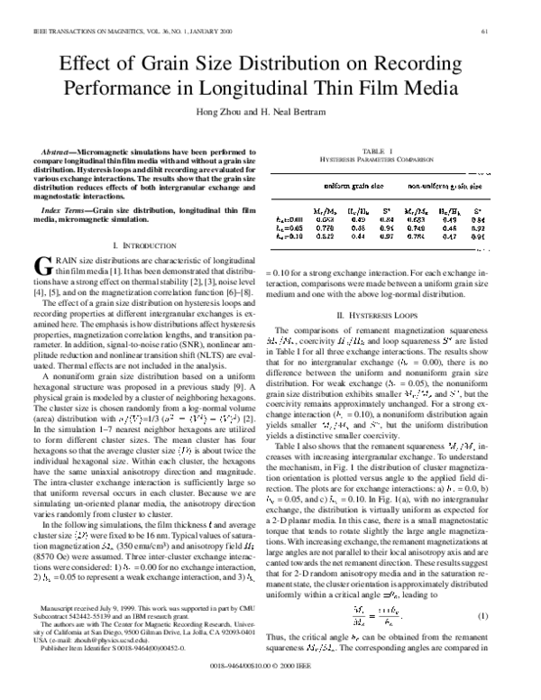 (PDF) Effect of grain size distribution on recording performance in longitudinal thin film media ...