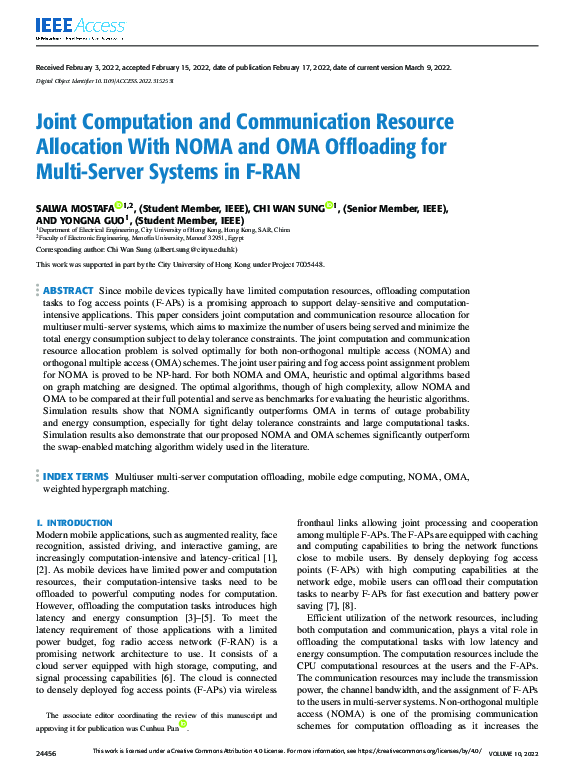 Pdf Joint Computation And Communication Resource Allocation With Noma And Oma Offloading For