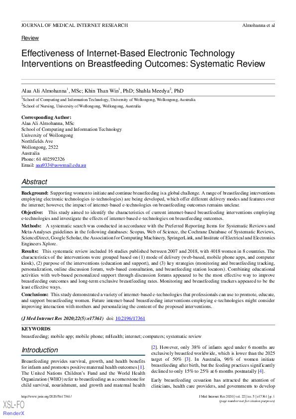 (PDF) Effectiveness of Internet-Based Electronic Technology Interventions on Breastfeeding ...
