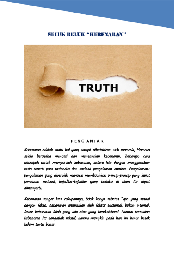 (PDF) SELUK BELUK "KEBENARAN"