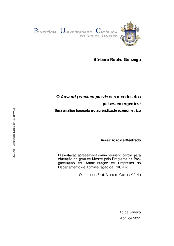 (PDF) O Forward Premium Puzzle Nas Moedas Dos Países Emergentes: Uma ...