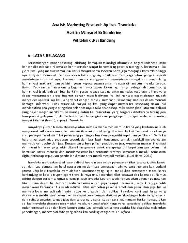 (PDF) Analisis Marketing Research SWOT Aplikasi Traveloka