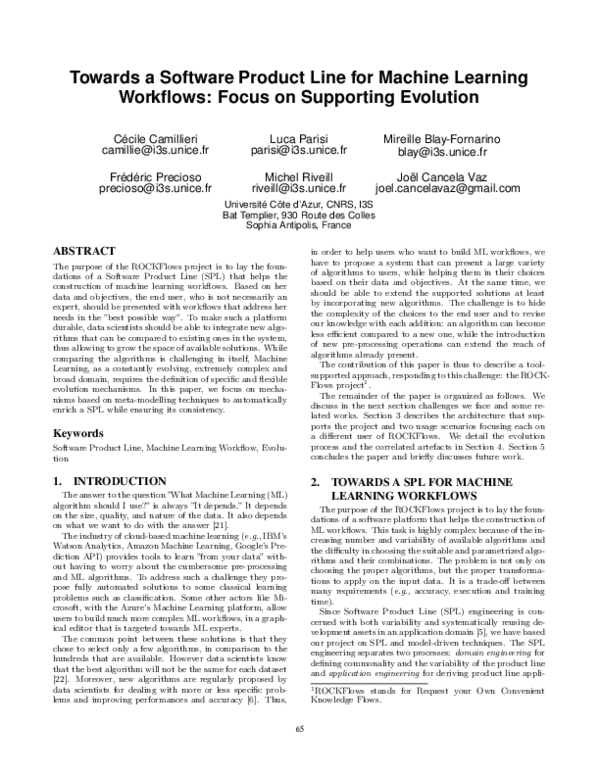(PDF) Towards a Software Product Line for Machine Learning Workflows ...