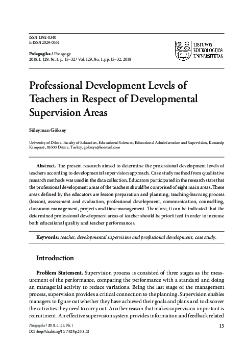 (PDF) Professional Development Levels of Teachers in Respect of ...