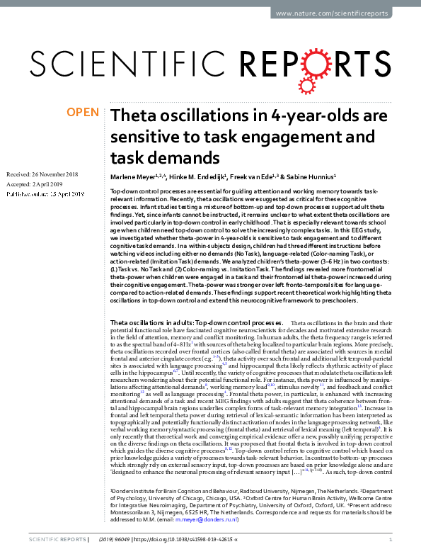 (PDF) Theta oscillations in 4-year-olds are sensitive to task engagement and task demands