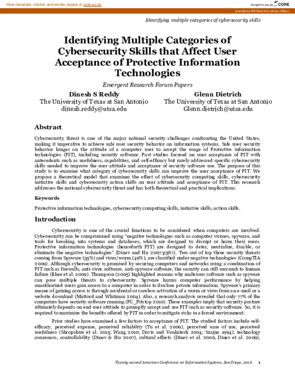(PDF) Identifying Multiple Categories of Cybersecurity Skills that ... (PDF) Identifying Multiple Categories of Cybersecurity Skills that ...