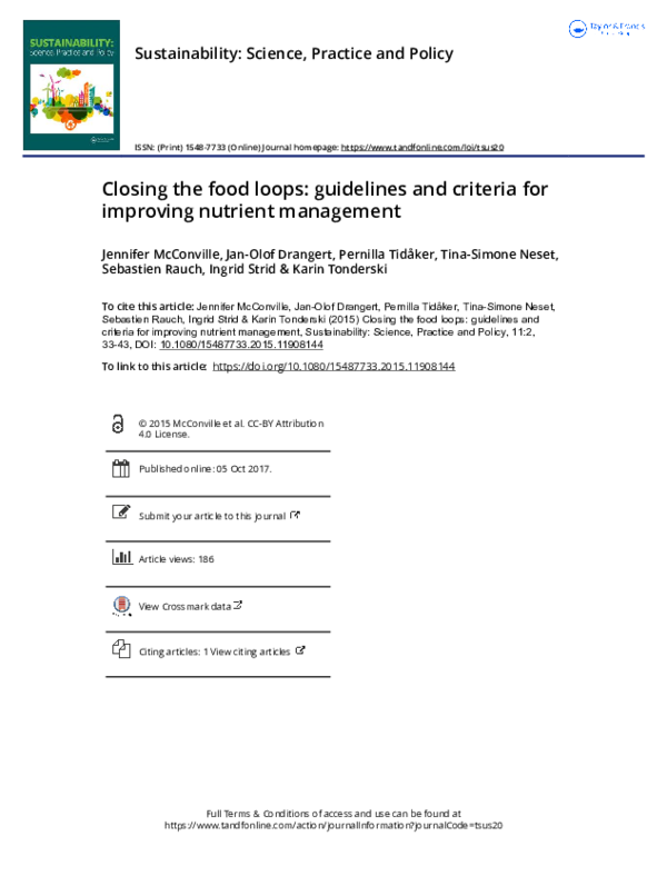 (PDF) Closing the food loops: guidelines and criteria for improving ...