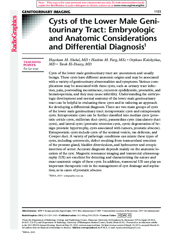 (PDF) Cysts of the Lower Male Genitourinary Tract: Embryologic and ...