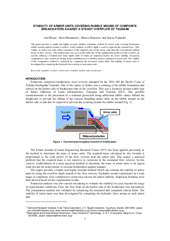 (PDF) Stability of Armor Units Covering Rubble Mound of Composite ...