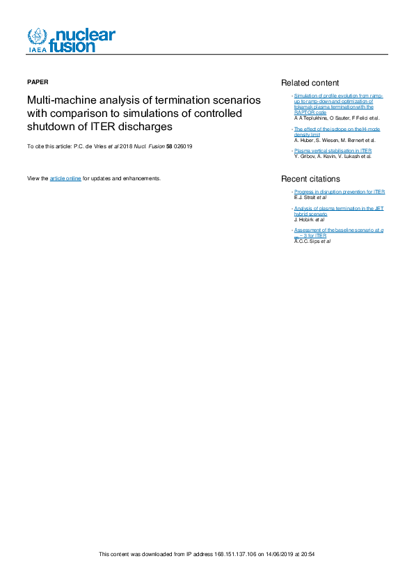 Pdf Multi Machine Analysis Of Termination Scenarios With Comparison To Simulations Of