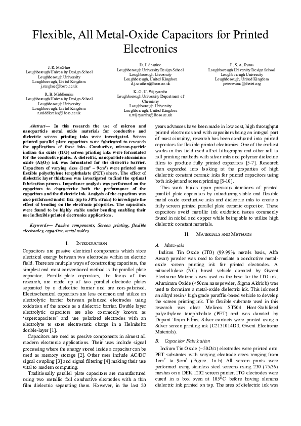 (PDF) Flexible, All Metal-Oxide Capacitors for Printed Electronics