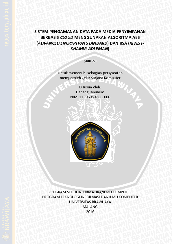 Pdf Sistem Pengamanan Data Pada Media Penyimpanan Berbasis Cloud Menggunakan Algoritma Aes